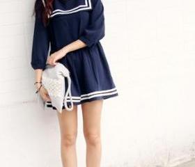 Preppy Navy Sailor Dress-long Sleeved on Luulla
