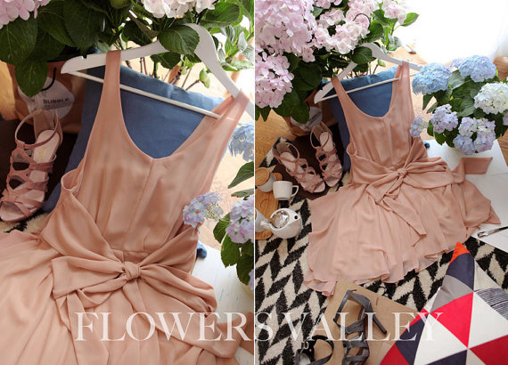 Victorian V Shape Style Backless Chiffon Summer Sexy Lovely Bridesmaid ...